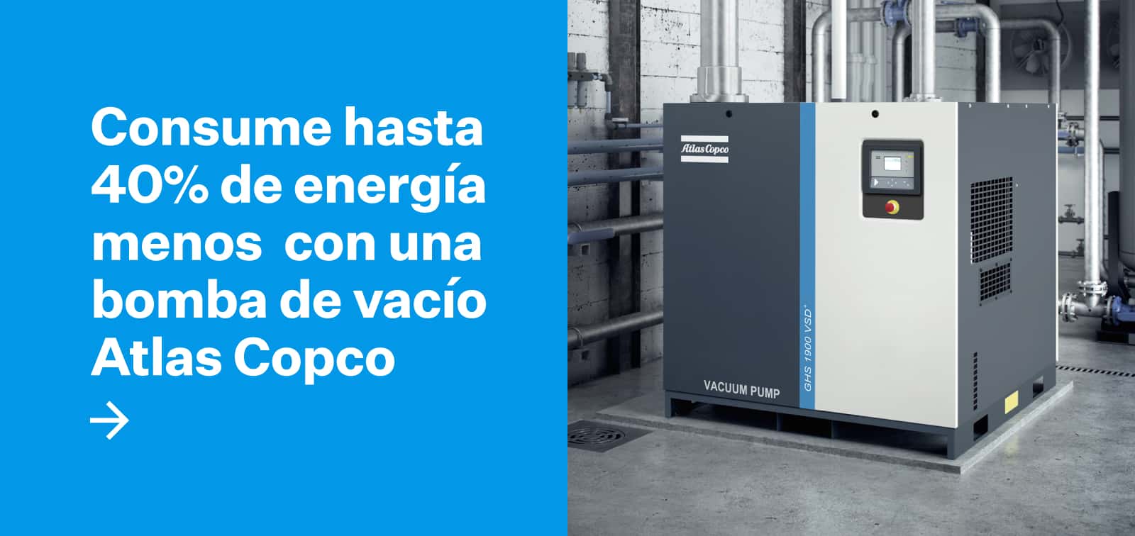 Bombas de vacío Atlas Copco reducen el 40% de consumo de energía